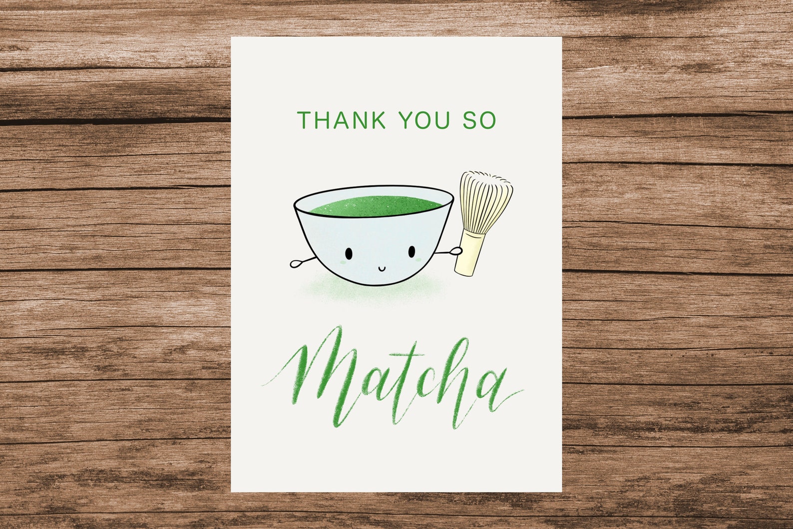 CARD SET Thank You so Matcha Greeting Card Folded Blank - Etsy
