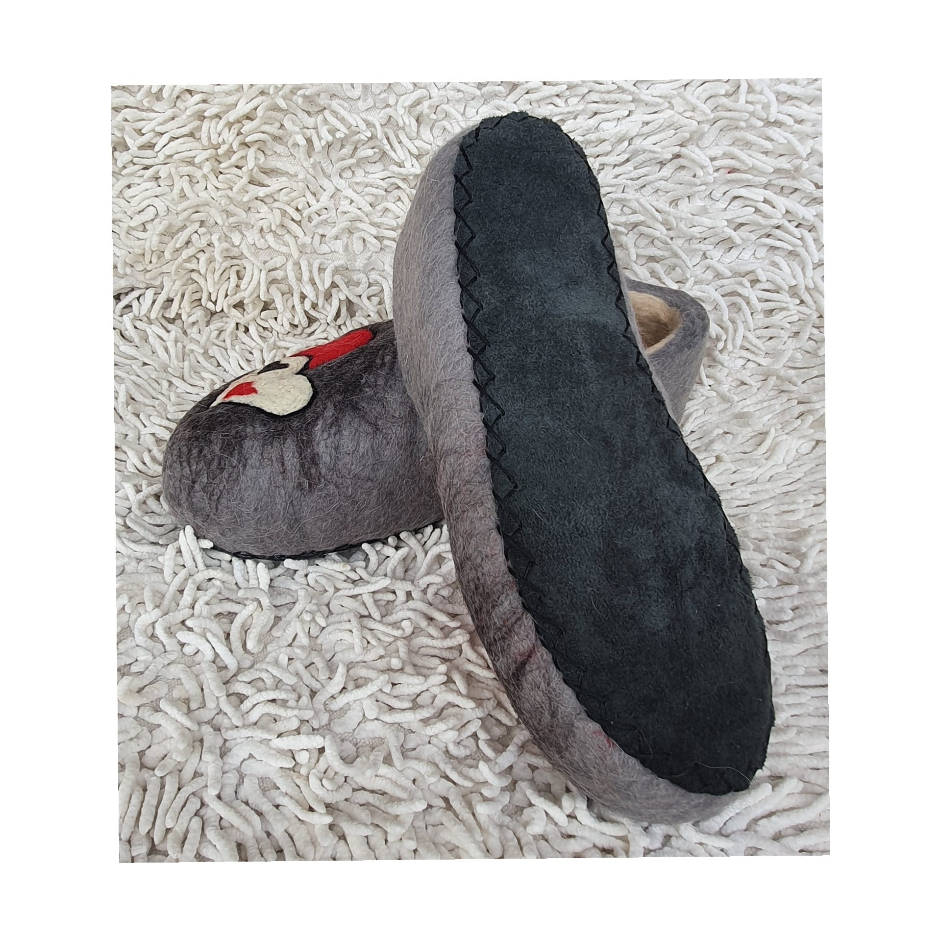Ecofriendly natural Felted Slippers with heartshouse shoes | Etsy