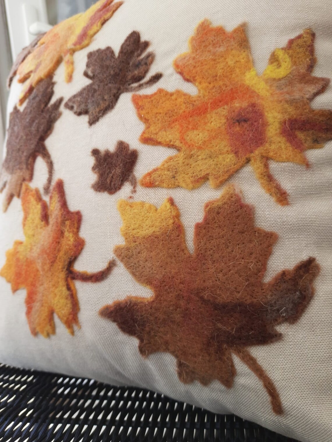 READY TO SHIP Felted Autumn Leaves Pillow Coverhandmade - Etsy