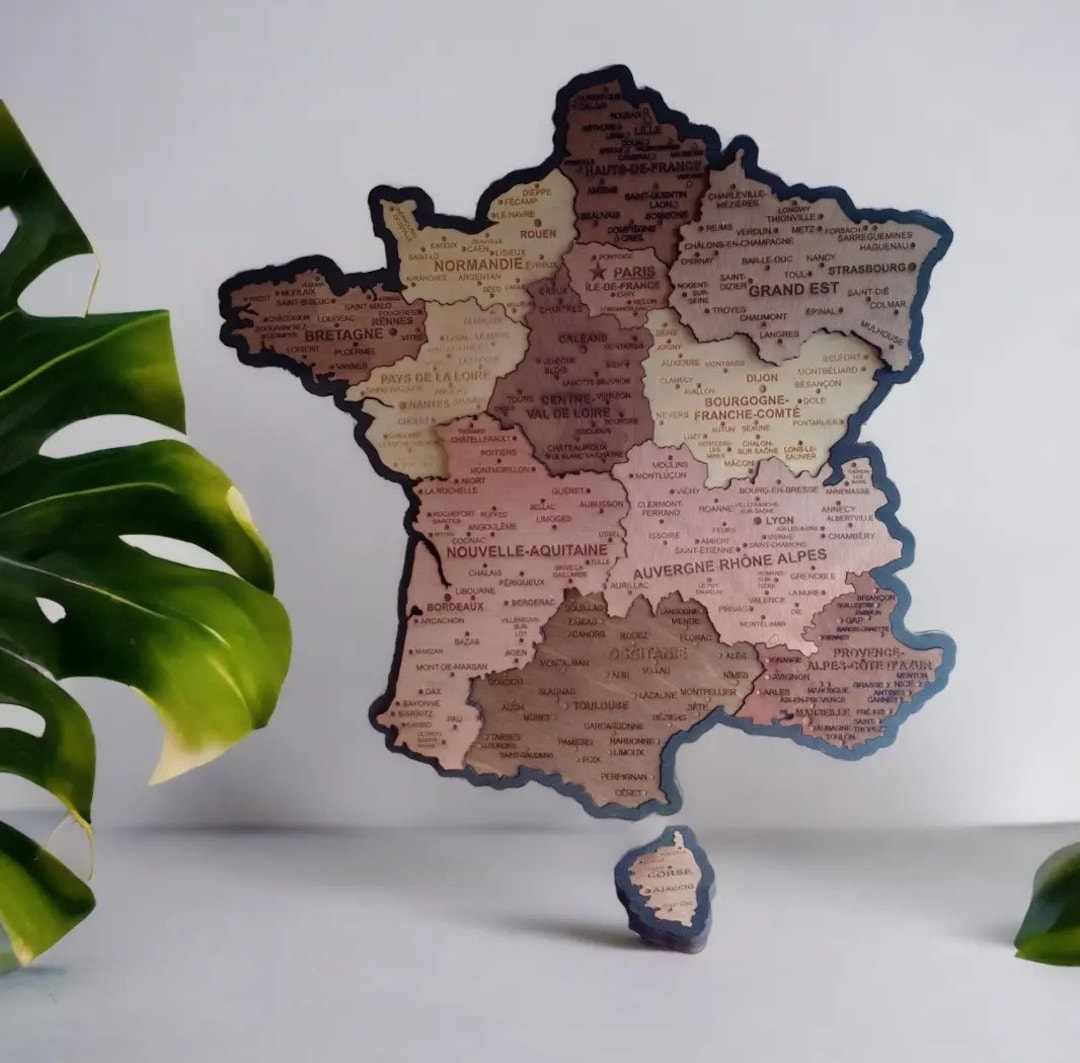 Carte de France puzzle 60/60 cm - Etsy France