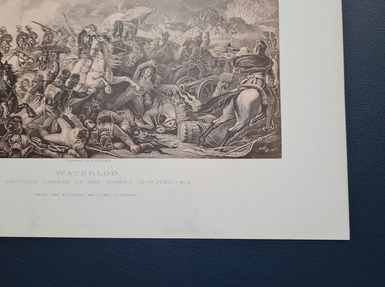 The Battle of Waterloo Antique Engraving, Decisive Charge of the Guards ...
