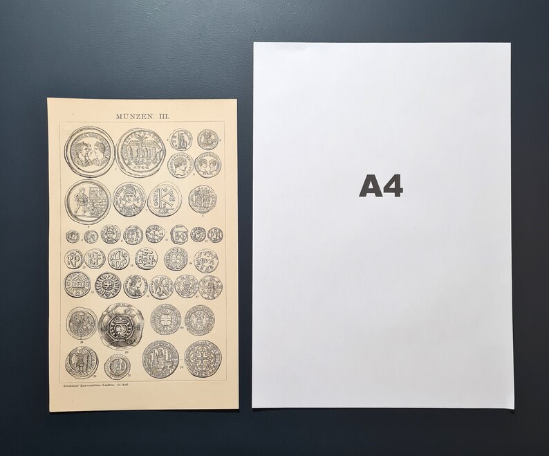 1 X Ancient Coins Antique Print, 1895 Original Choose, Coins I, Coins ...