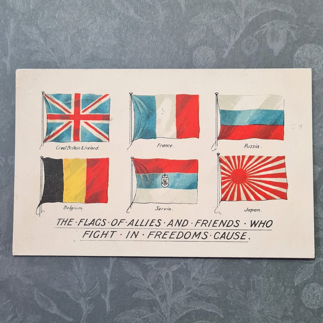 WW1 Allies Flags Antique Postcard 1914 Original Great War Military ...