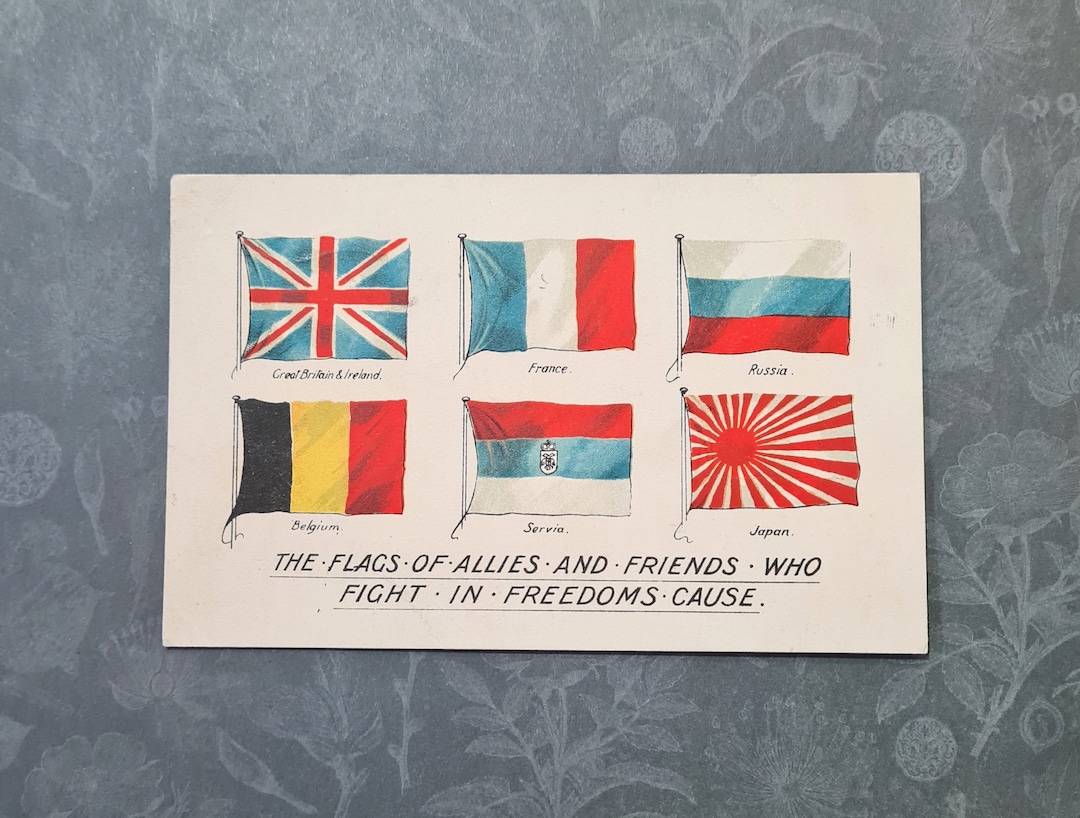 WW1 ALLIES FLAGS Antique Postcard 1914 Original Great - Etsy
