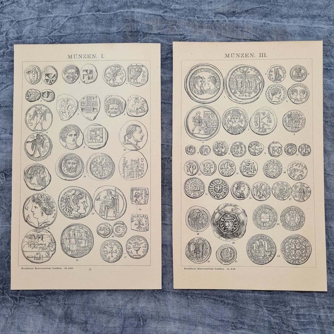Ancient Coins Antique Print 1895 Original Book Page X 1 Choose, Coins I ...