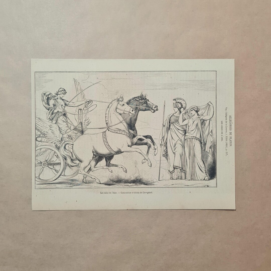1856 Antique 'plato' Engraving: Plato's Allegory of the Chariot, the ...