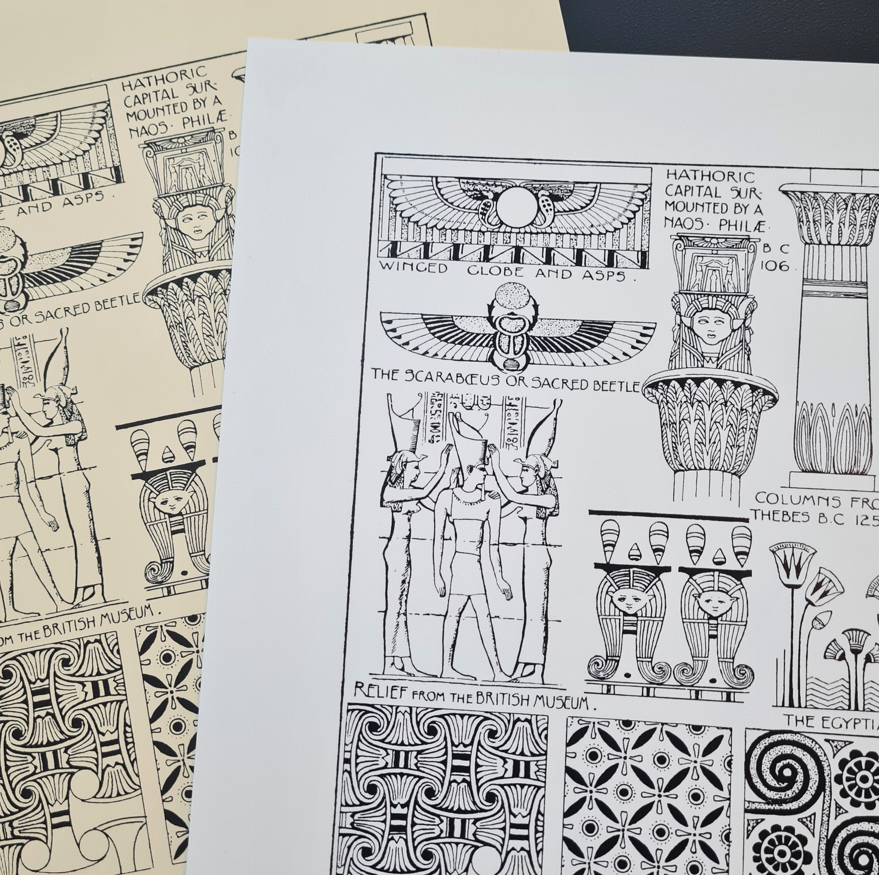 Egyptian Designs Printable A3 Poster Antique Print Image Ancient Egypt ...