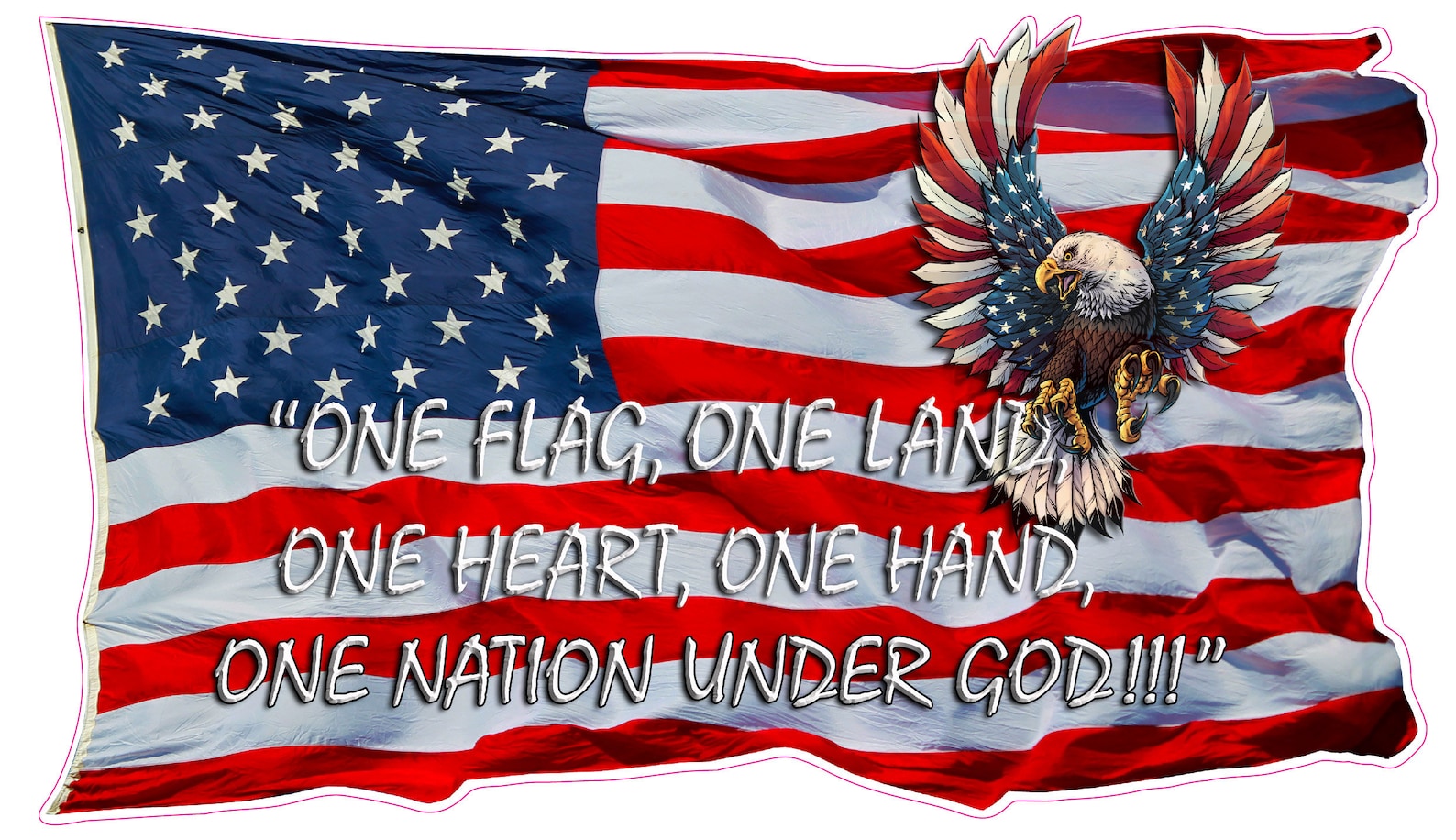 Waving American Flag One Flag One Land One Heart One Hand - Etsy