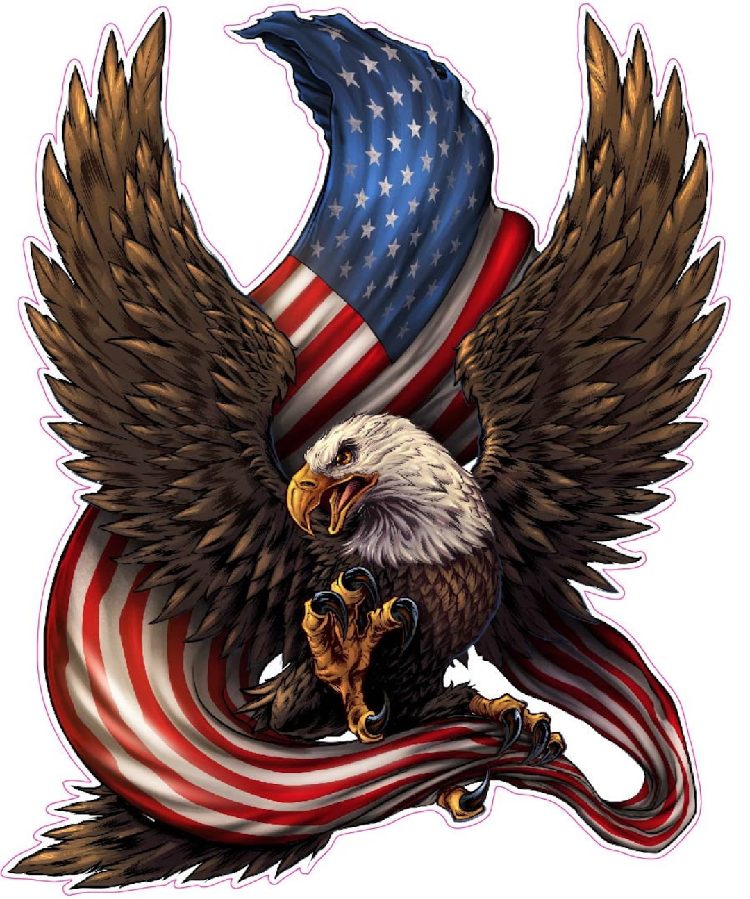 American Bald Eagle American Flag Decal Sticker - Etsy
