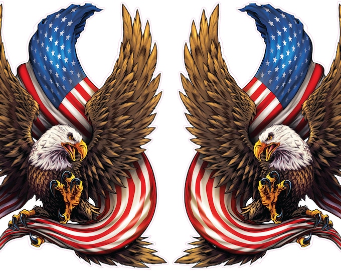 Patriotic American Eagle Decal Sticker Bald Eagle Decal Kiss-cut Vinyl ...