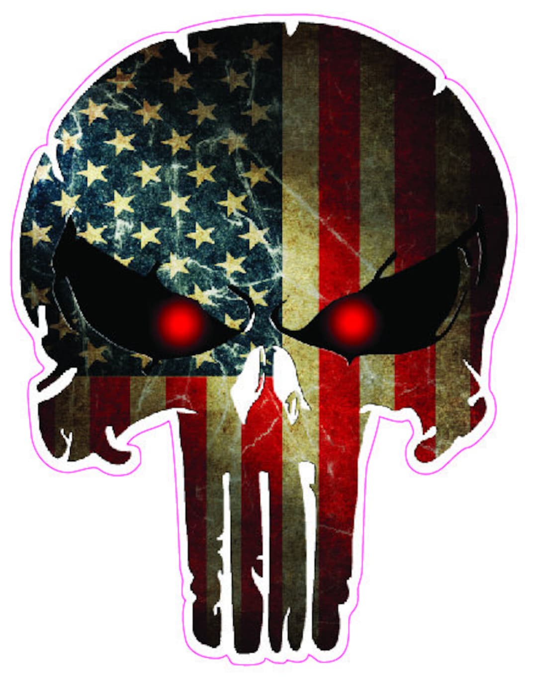 Skull With the American Flag Decal - Etsy