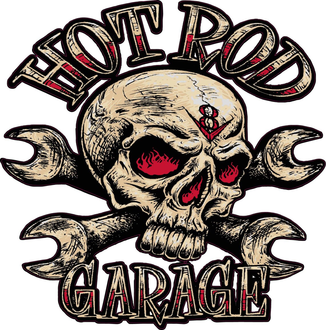 Hot Rod Garage Skull Decal | Etsy