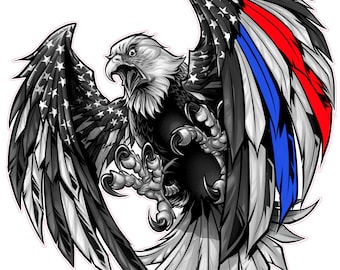 Thin Blue Line Law Enforcement American Flag Eagle Decal | Etsy
