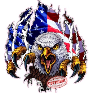 Eagle Ripping Through American Flag - Etsy