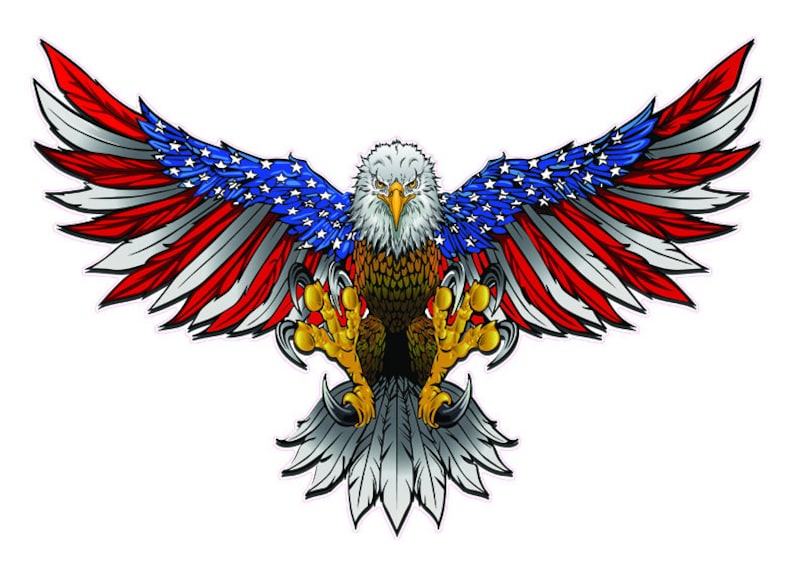 American Flag Attack Bald Eagle Wings Decal - Etsy