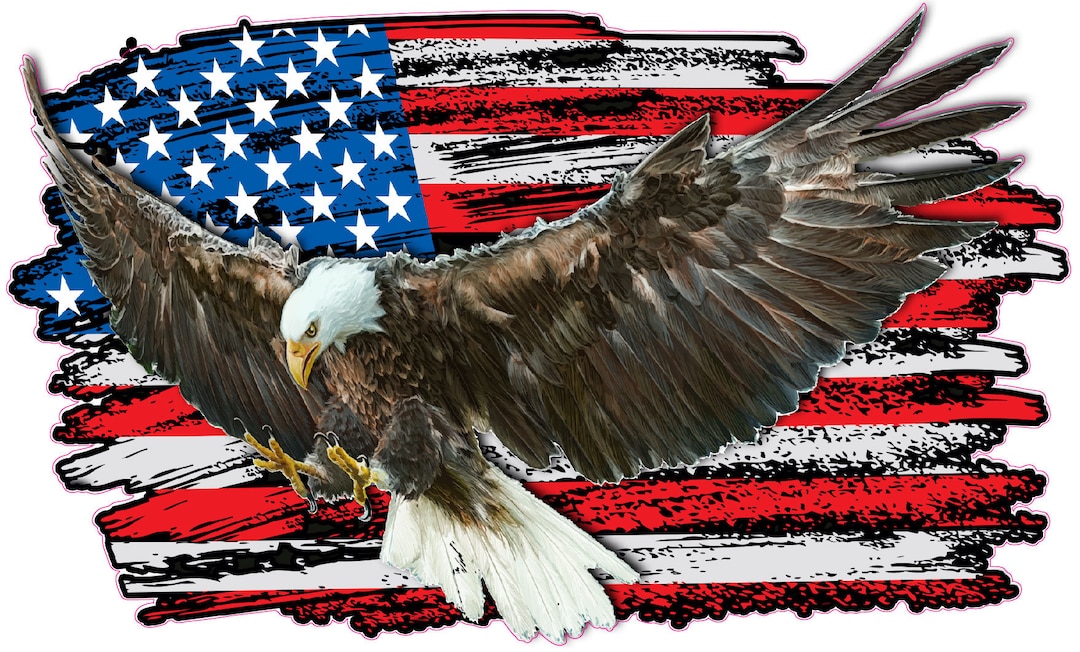 Eagle Worn American Flag Decal - Etsy