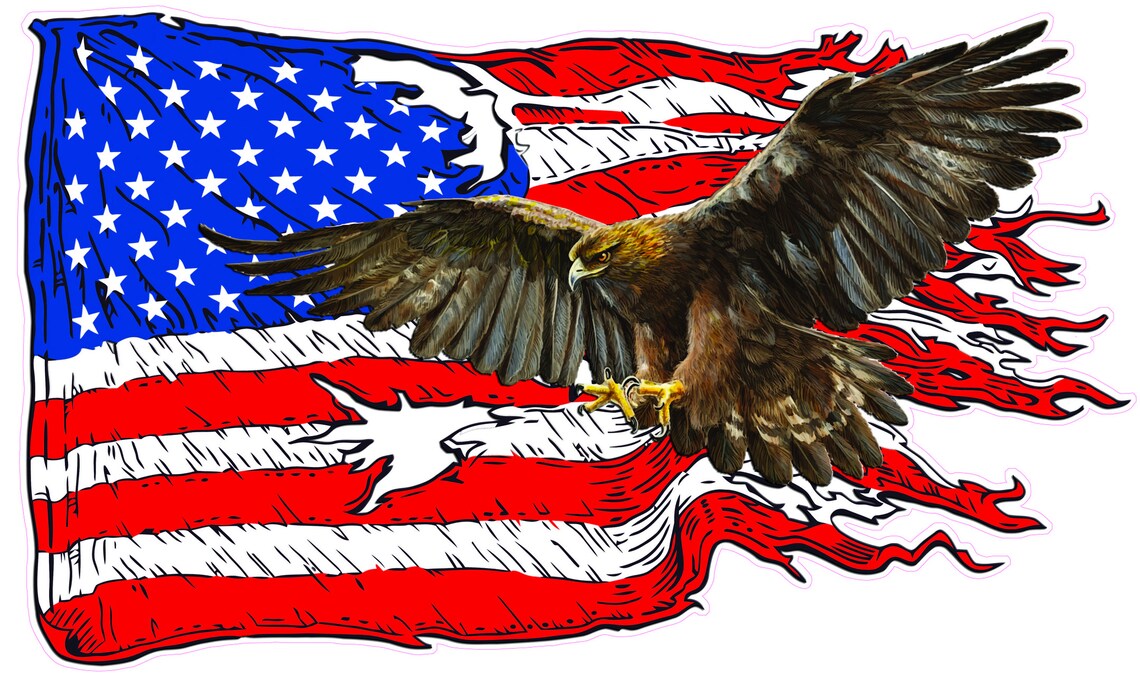 American Flag Golden Eagle Decal Sticker - Etsy