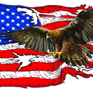 American Flag Golden Eagle Decal Sticker - Etsy