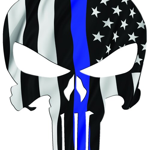 Punisher Skull Police Blue Line US Flag Vinyl Decal American - Etsy