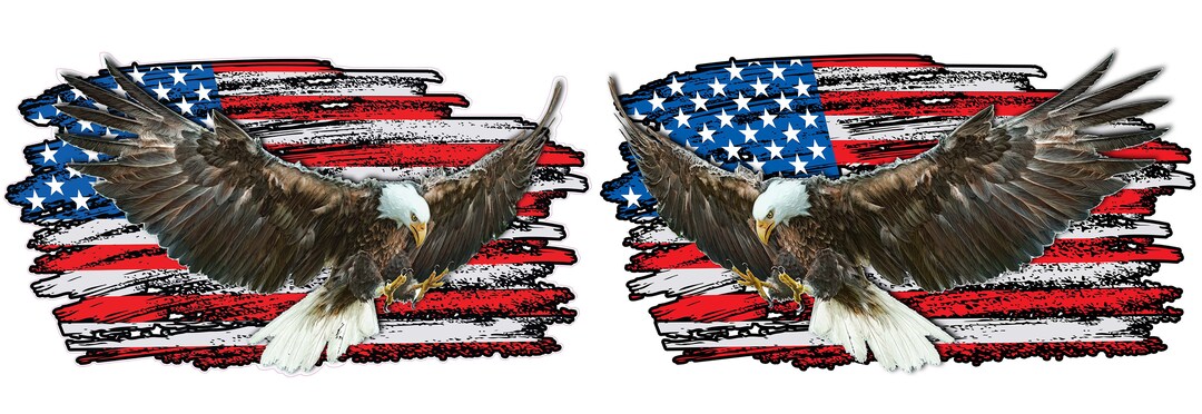 Eagle Worn American Flag Pairs Decal Sticker - Etsy