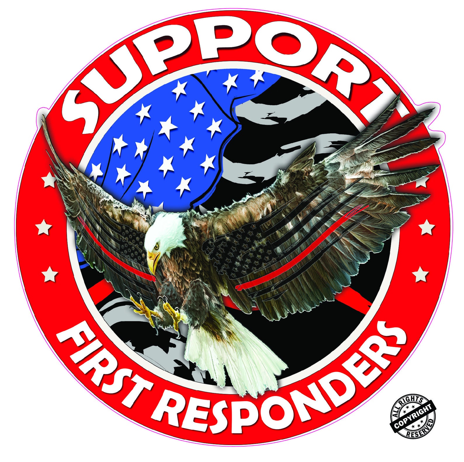 Support First Responders American Flag Eagle Decal Sticker - Etsy