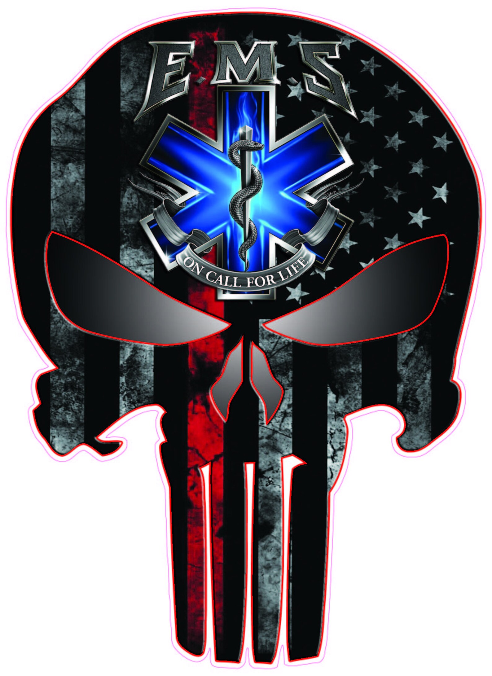 Skull First Responders EMS American Flag Decal - Etsy