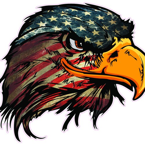 American Bald Eagle American Flag Decal Sticker - Etsy