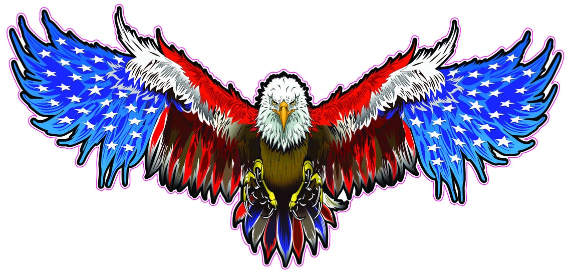 Attack Bald Eagle American Flag Decal - Etsy