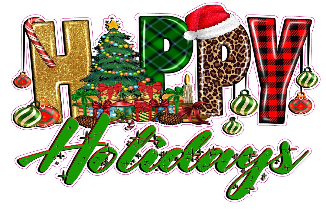 Christmas and Holiday Wall Decor Decal Happy Holidays V2 - Etsy