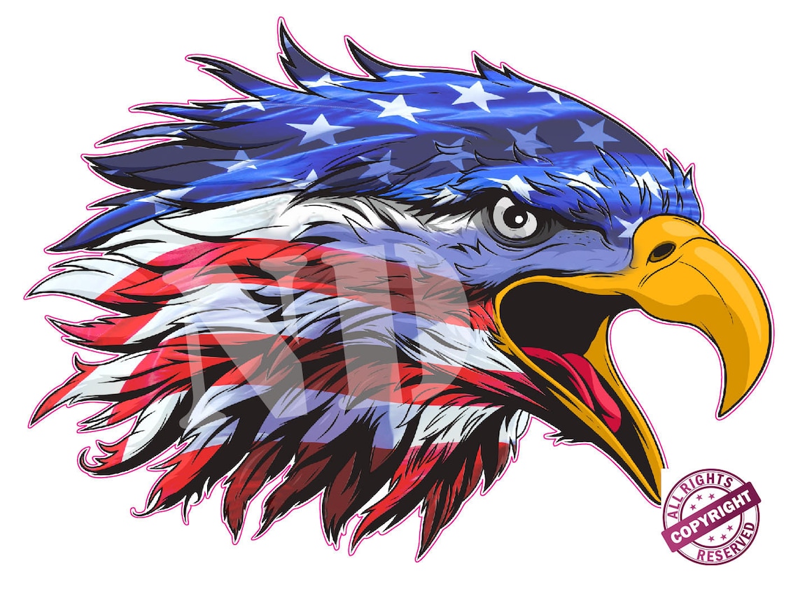 Screaming American Flag Eagle Head Decal Sticker - Etsy