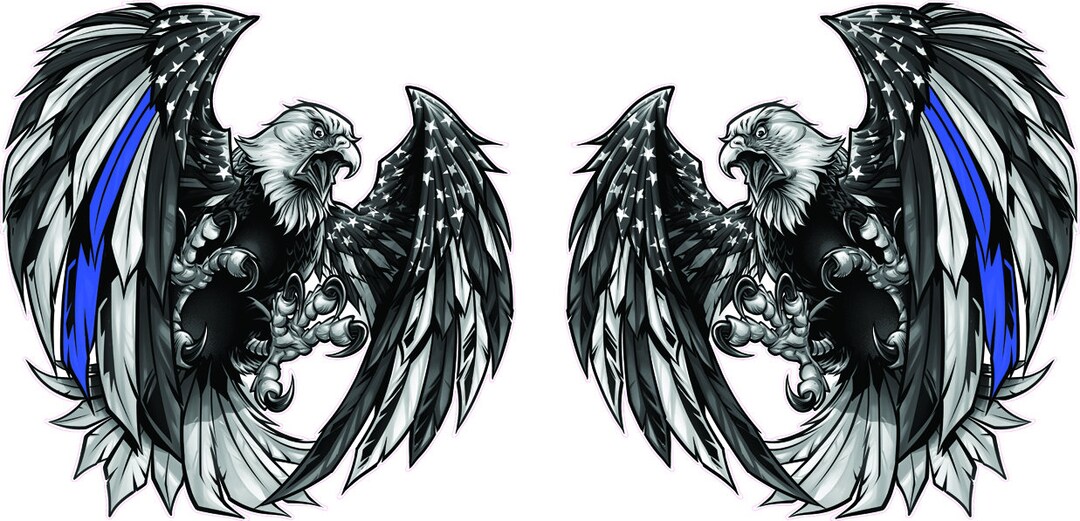 Thin Blue Line Law Enforcement American Flag Eagle Pairs Decal - Etsy