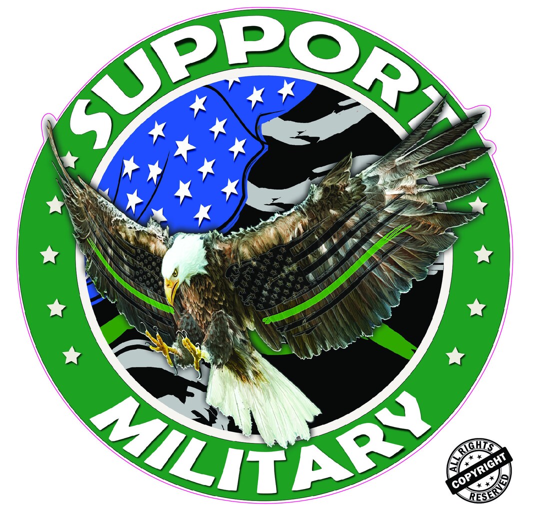 Support Thin Green Line Military American Flag Eagle Decal Sticker - Etsy