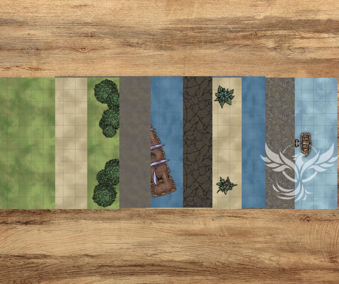 20 Battle Mats Watercolor Style - Variety Pack / Sea, Sand, Grass ...