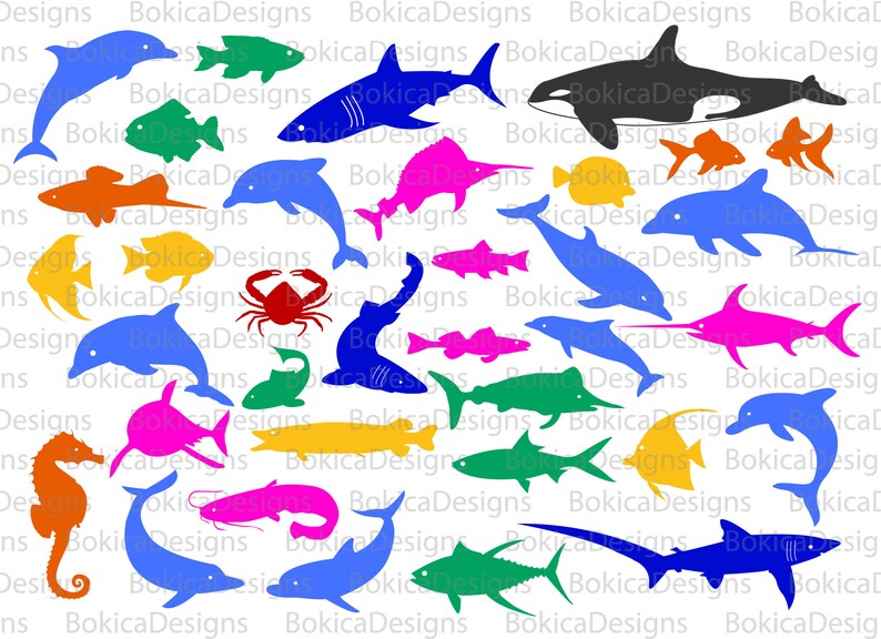 Sea World 35 Silhouettes Collection Vector Files EPS SVG - Etsy