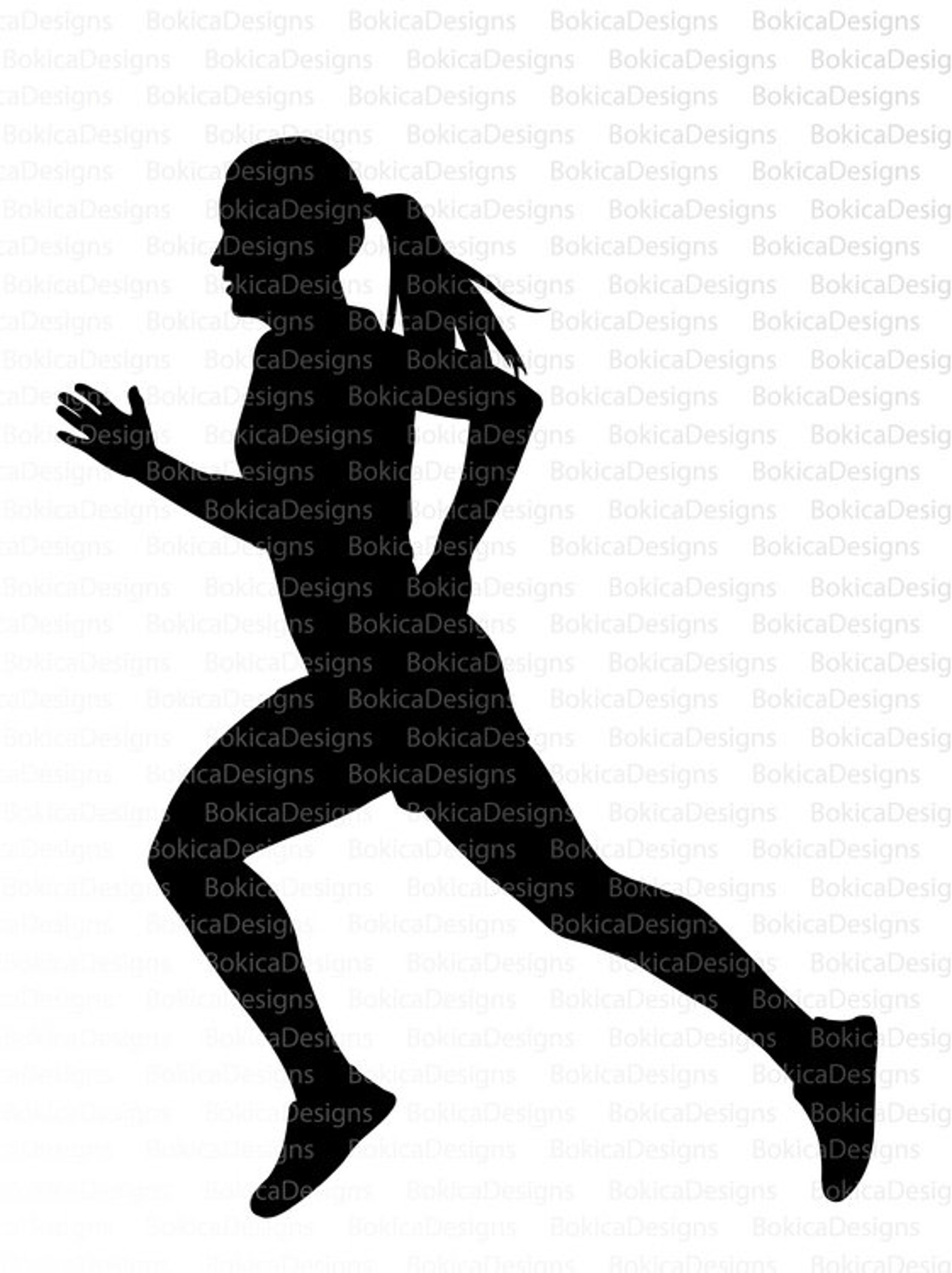 Female Sprinter Silhouettes, Female Sprinter Clipart, Female Sprinter ...