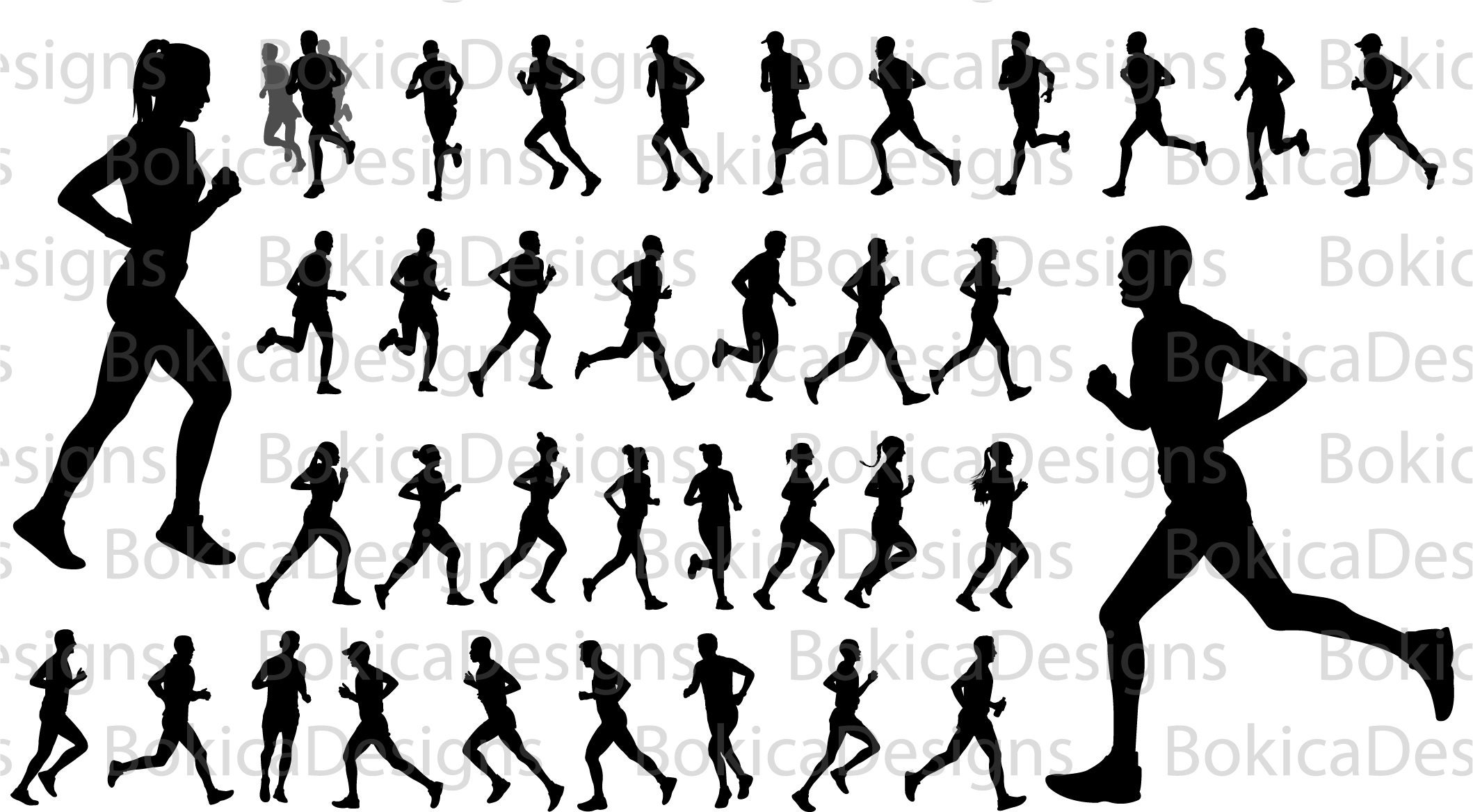 Runners Silhouette, Runners Clipart, Runners SVG, Runners Png, Runners ...