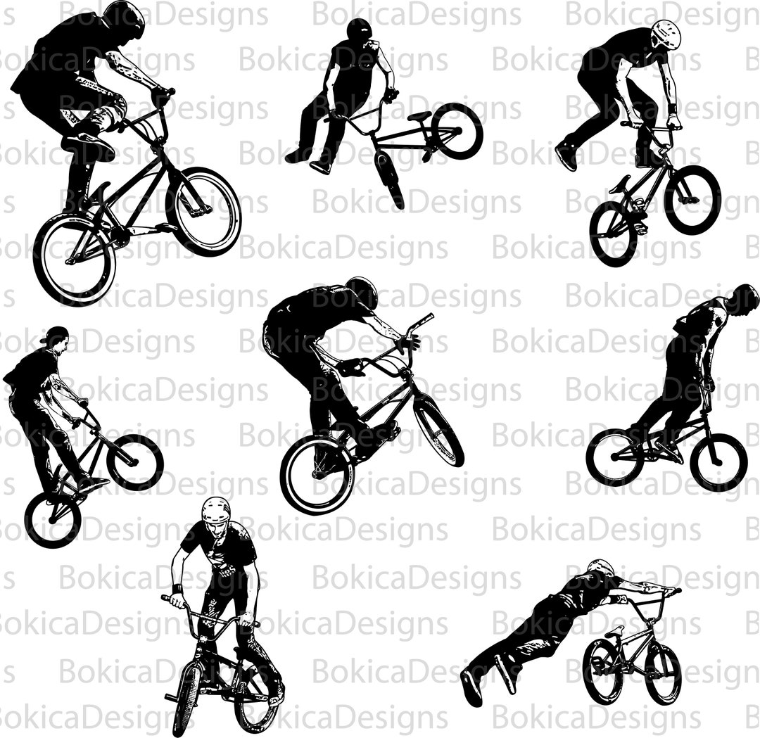 Set of 8 BMX Cyclists Sketch Vector Illustration, Eps, SVG,PDF - Etsy