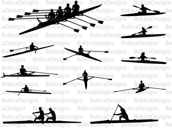 Rowing silhouette Rowing clipartRowing EPS Rowing SVG | Etsy