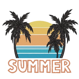 Summer Embroidery Design, Palm Trees Embroidery File, 5 Sizes, Instant ...