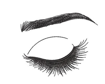 Eyelashes Embroidery Design 4 Sizes Instant Download | Etsy