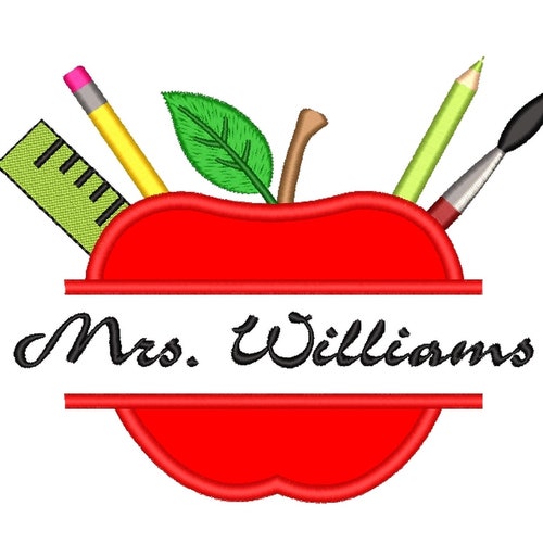 Back to School Apple and Ruler Embroidery Design. Machine - Etsy