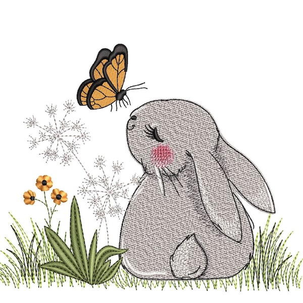 Bunny Embroidery Design - Etsy