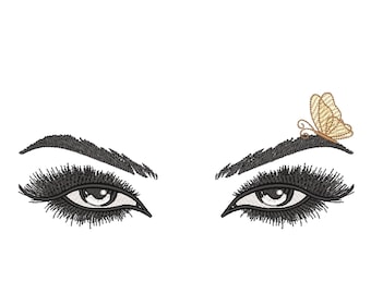 Eyelashes Embroidery Design 4 Sizes Instant Download | Etsy