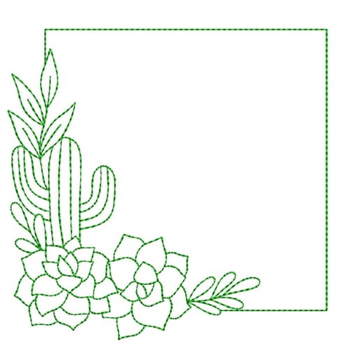 Cactus Frame Embroidery Design 5 Sizes Instant Download - Etsy