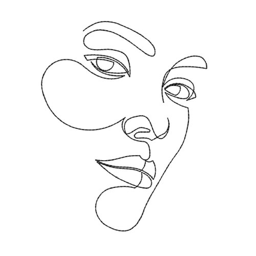 Face Embroidery Design 4 SIZES Face Line Art Embroidery - Etsy