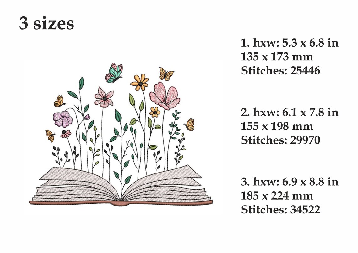 Book With Flowers Embroidery Design, Just One More Chapter Embroidery ...