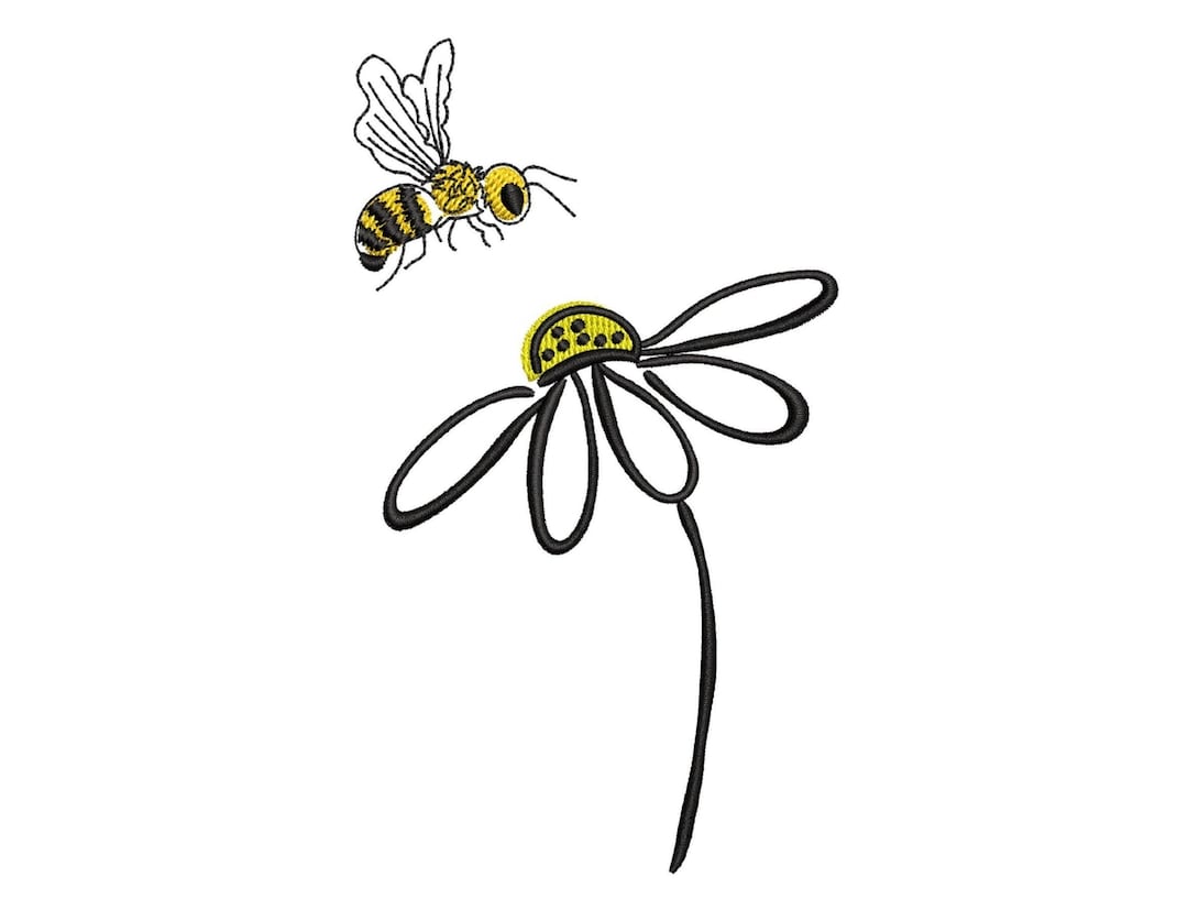 Bee and Daisy Embroidery Design, 5 Sizes, Instant Download - Etsy