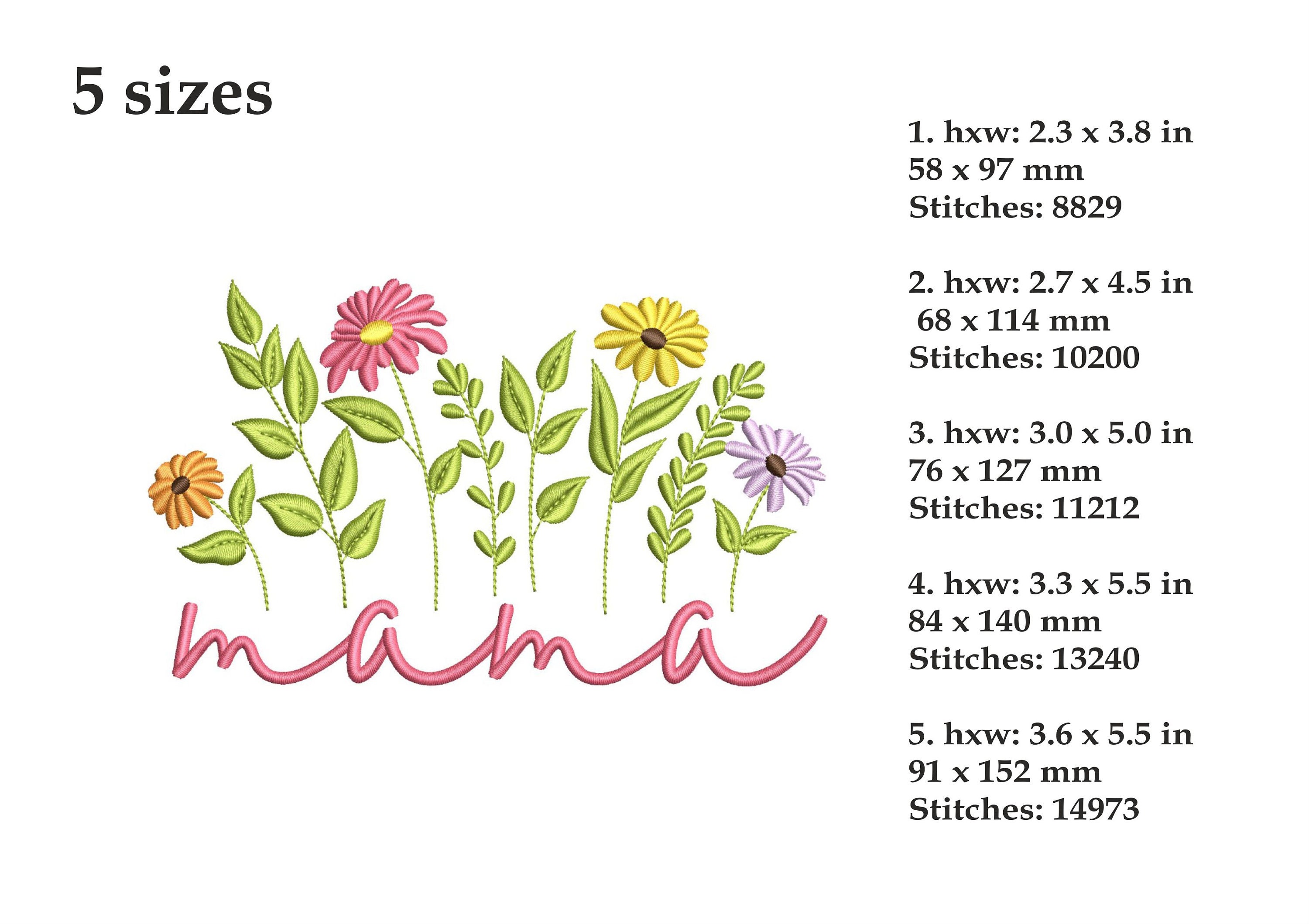 Mama Flower Embroidery Design 5 Sizes Instant Download - Etsy UK
