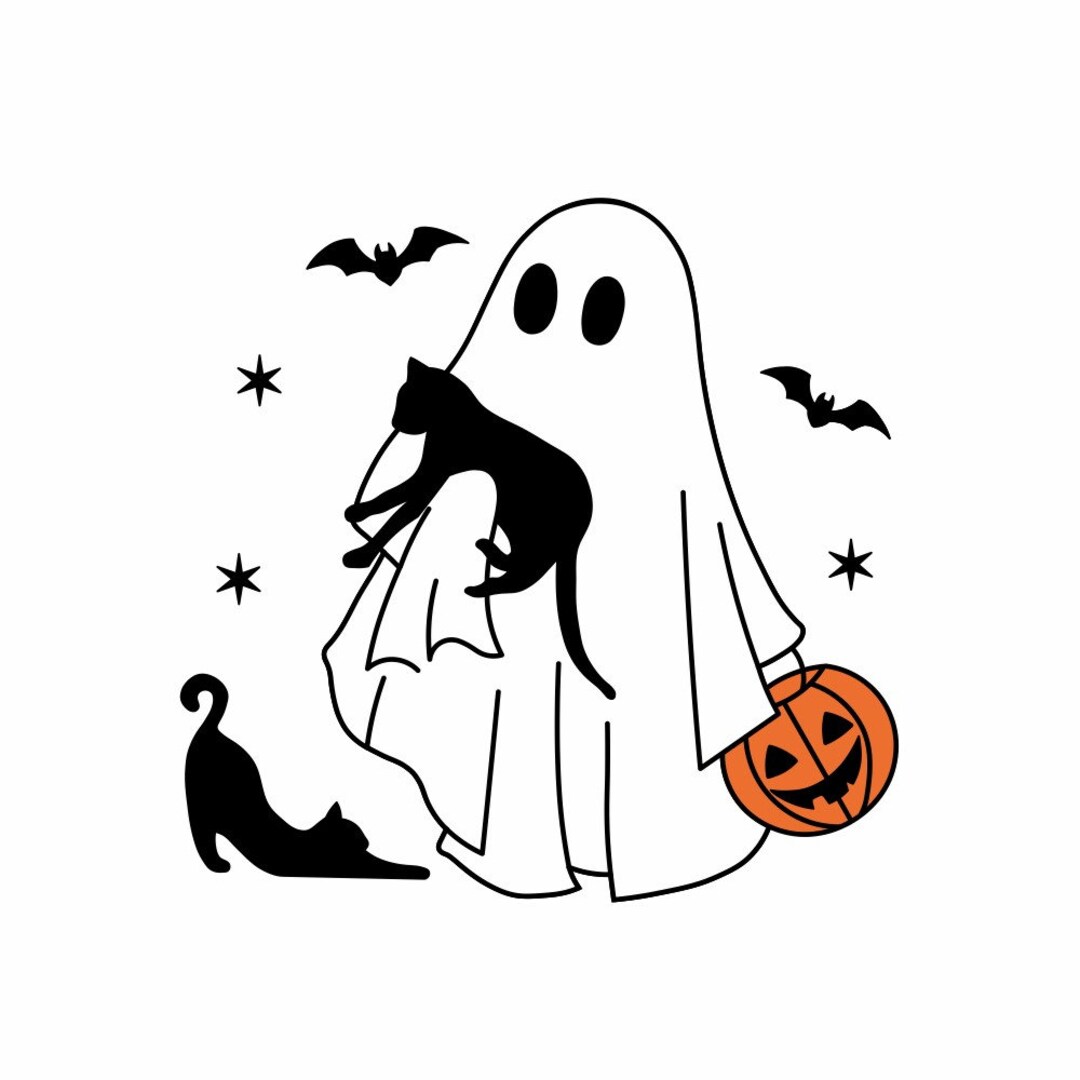 Ghost With Cats Png, Ghost Cats Png, Cute Cats Halloween Design ...