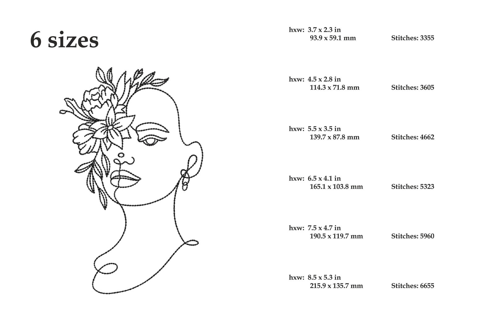 Woman Embroidery Design Face Machine Embroidery Design | Etsy